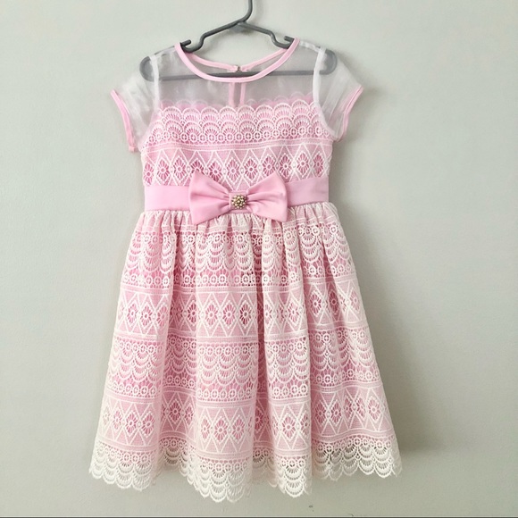 Rare Editions | Dresses | Rare Editions Pink Lace Overlay Dress | Poshmark